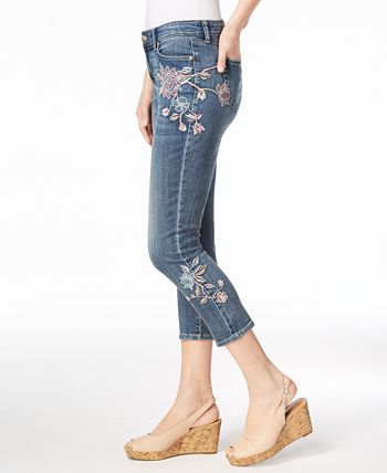 Style & Co Petite Embroidered Capri Jeans, Created for Macy's - Macy's