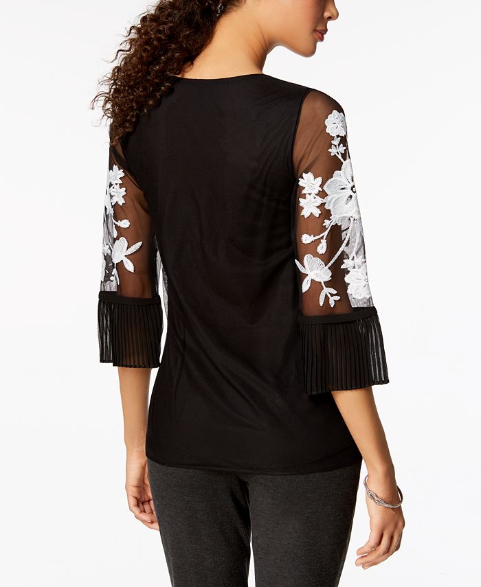 Charter Club Embroidered Illusion Top, Created for Macy's - Macy's
