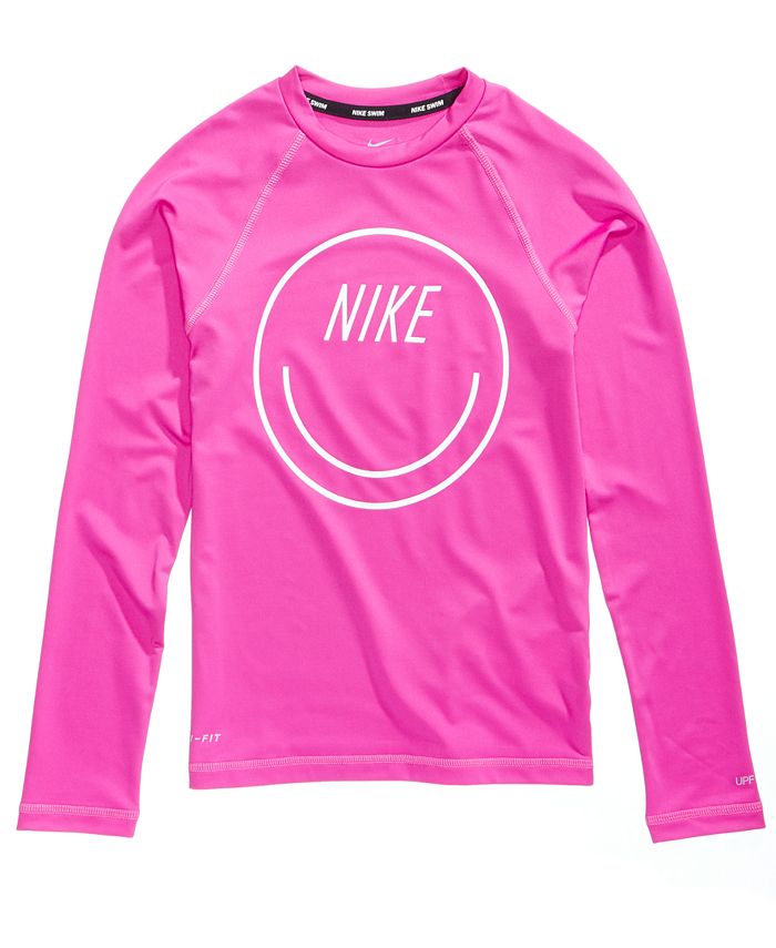 Nike Logo-Graphic Rash Guard Swim Top, Little & Big Girls - Macy's