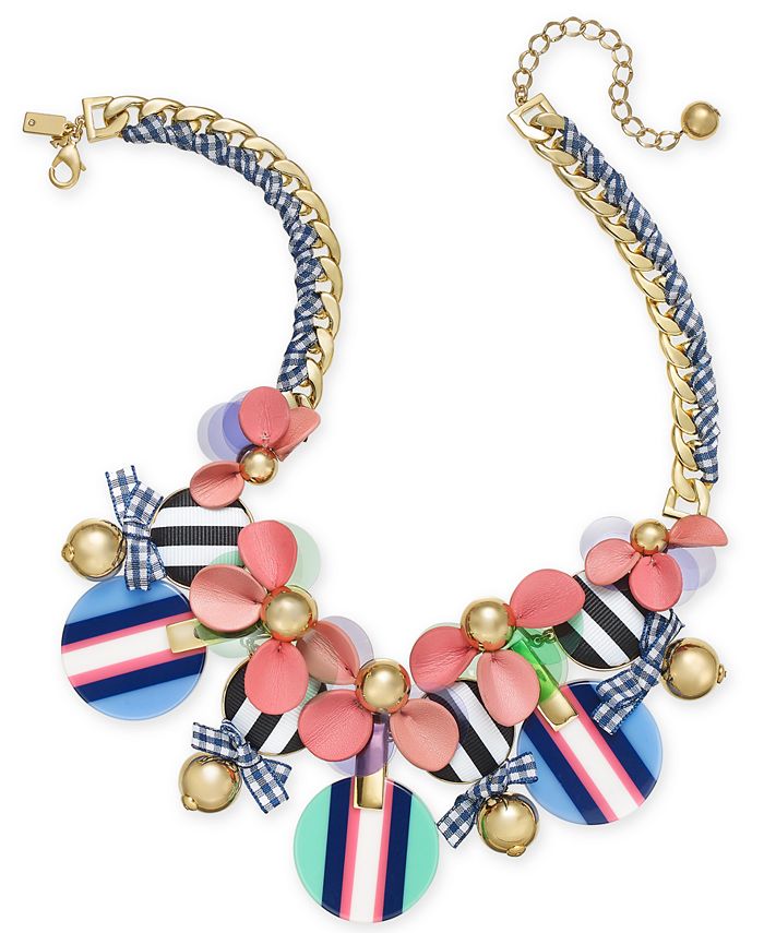 kate spade new york Gold-Tone Stone, Leather & Ribbon Statement ...