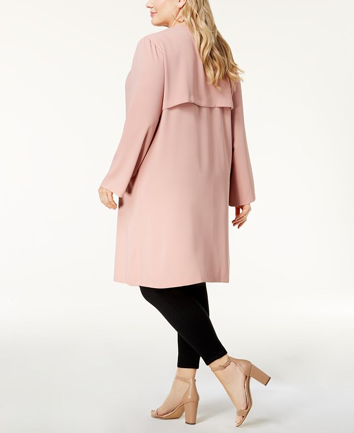 Nine West Plus-Size Cascade-Front Duster Jacket, Created for Macy's ...