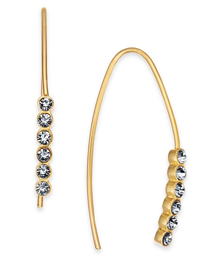 Essentials Small Gold Plated Crystal Threader Earrings - Macy's
