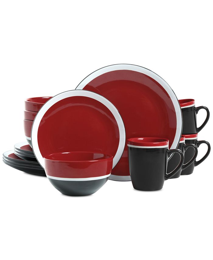 Gibson Color Eclipse Red 16-Pc. Dinnerware Set, Service for 4 - Macy's