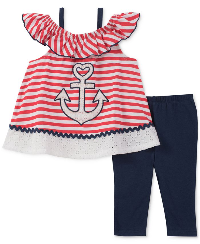 Kids Headquarters 2-Pc. Striped Anchor Tunic & Leggings Set, Toddler ...
