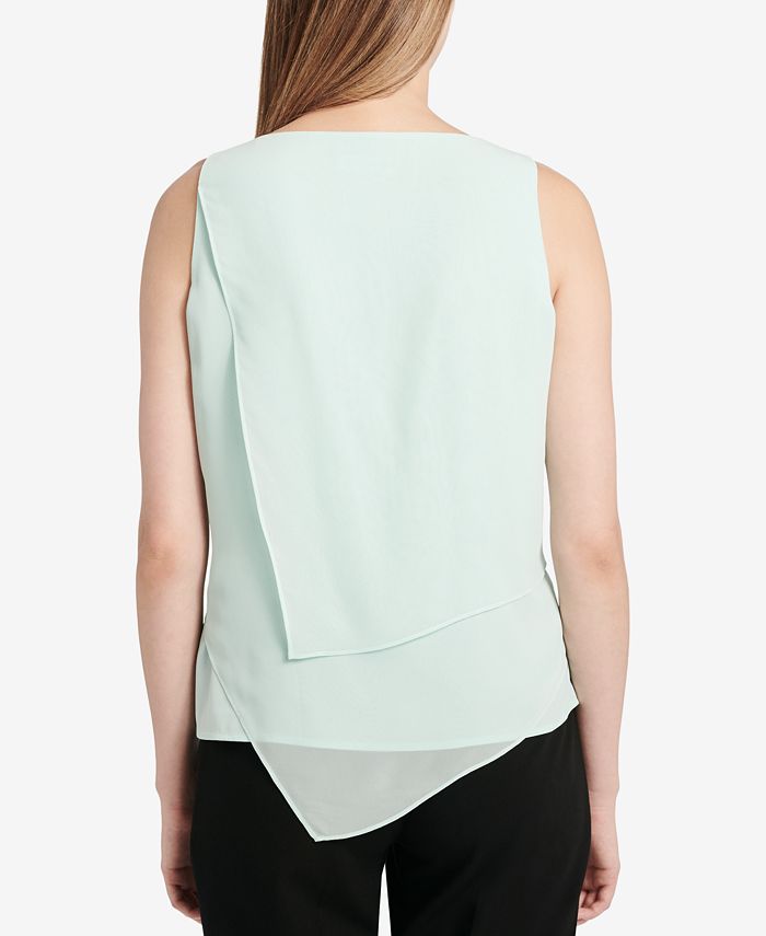 Calvin Klein Asymmetrical Chiffon Top - Macy's
