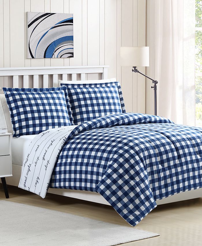 Ellison First Asia Gingham 3-Pc. Reversible Full/Queen Comforter Set ...
