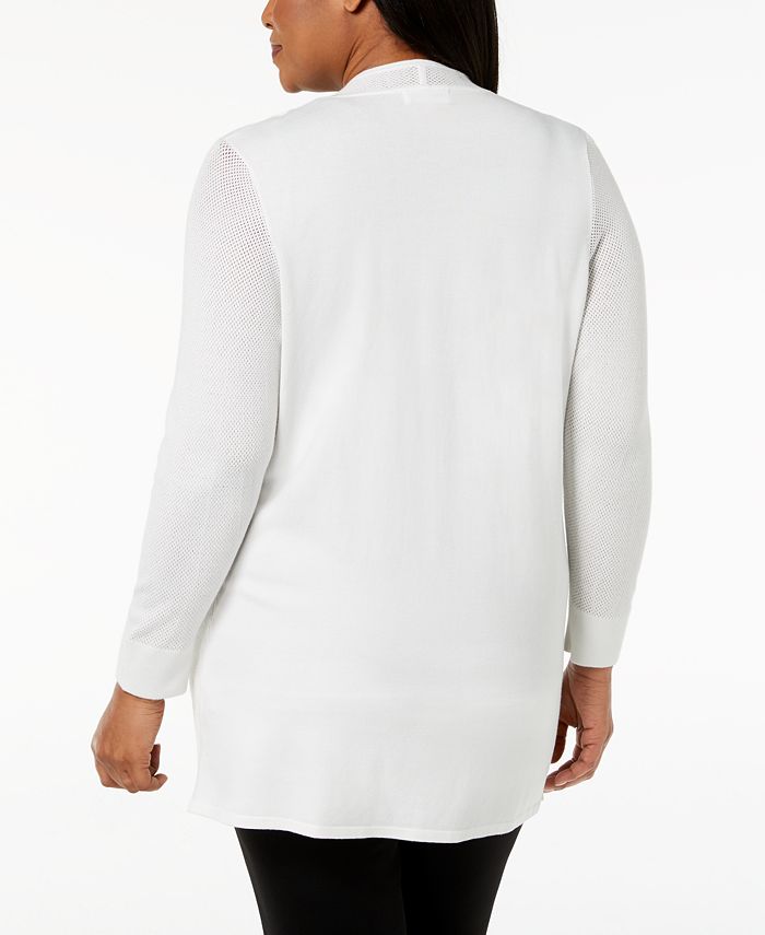 Calvin Klein Plus Size Open-Front Mesh Cardigan - Macy's