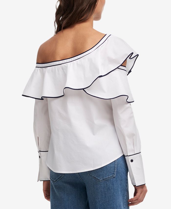 DKNY One-Shoulder Ruffled Shirt - Macy's