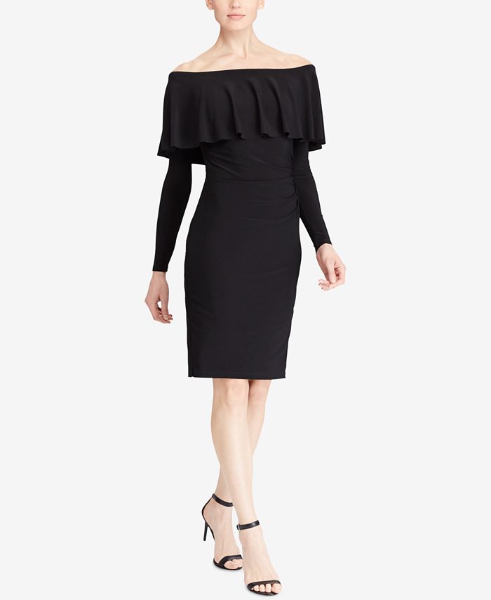 Lauren Ralph Lauren Petite Ruffled Stretch Jersey Dress - Macy's