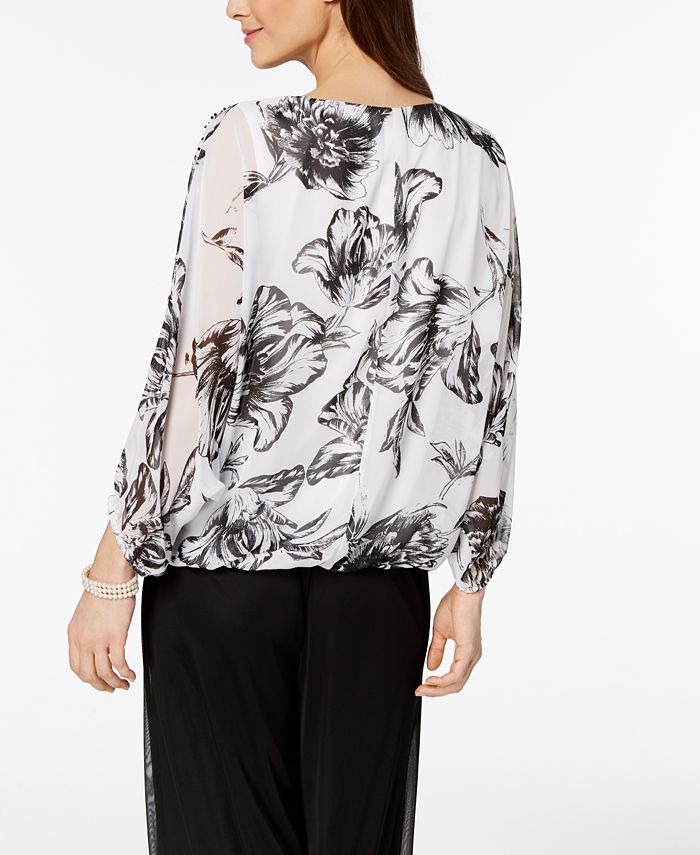 MSK Embellished Chiffon Top - Macy's