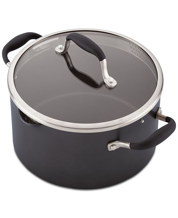 Anolon Advanced Onyx Hard-Anodized Non-Stick Straining 6-Qt. Stockpot ...