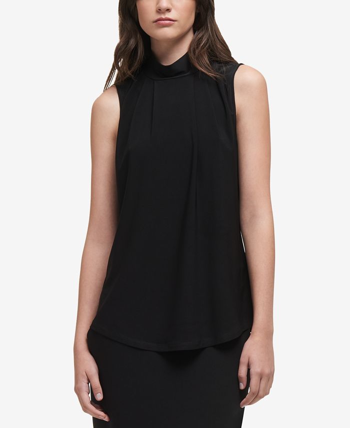 DKNY High-Neck Pleated Shell, Created for Macy's - Macy's