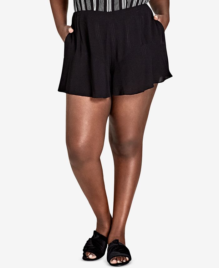 City Chic Trendy Plus Size Ruffled Shorts - Macy's
