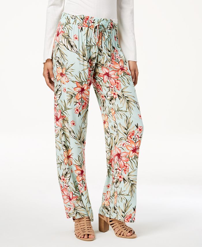 Be Bop Juniors' Tropical Mint Wide-Leg Pants - Macy's