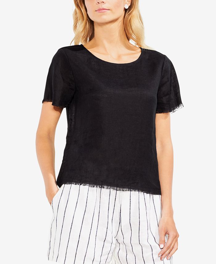 Vince Camuto Frayed Linen Top - Macy's