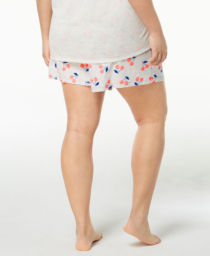Jenni by Jennifer Moore Plus Size Knit Cherry-Print Boxer Shorts ...