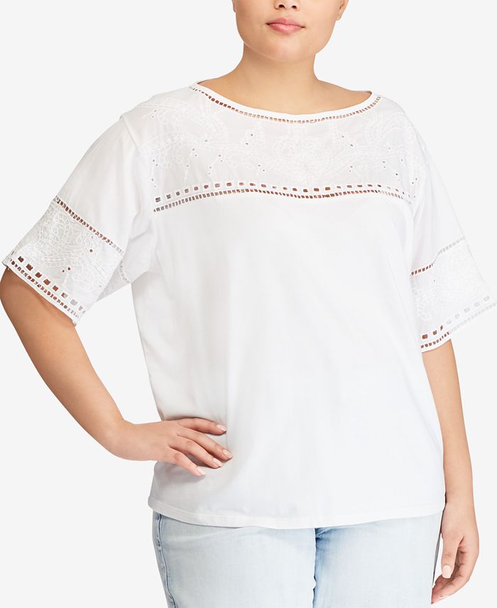 Lauren Ralph Lauren Plus Size Eyelet Top - Macy's