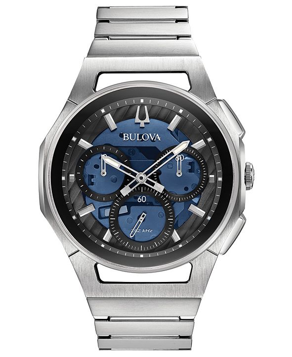 Bulova Men's Chronograph Curv Stainless Steel Bracelet Watch 44mm ...
