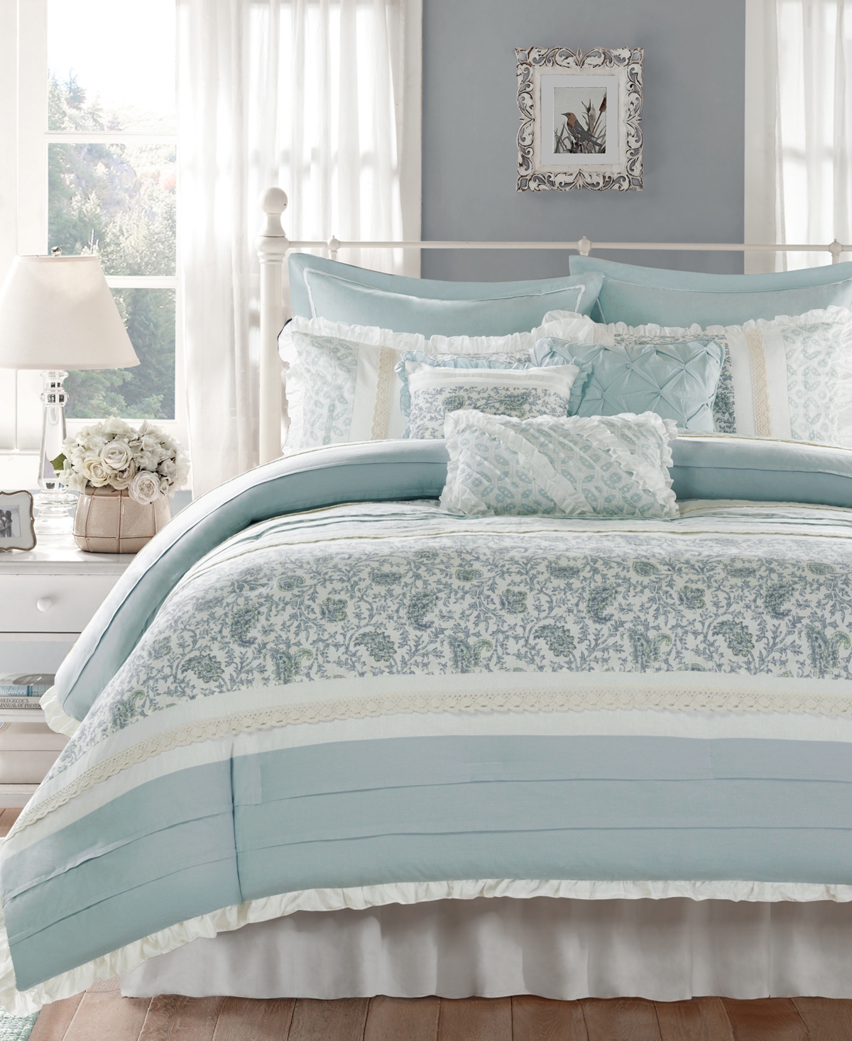 Click here for Madison Park Dawn 9-Pc. Comforter Set  Queen - Aqu... prices