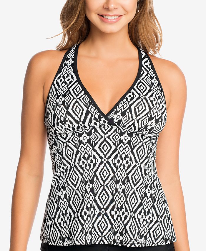 Swim Solutions Sport Printed Racerback Tankini Top, Created for Macy's ...