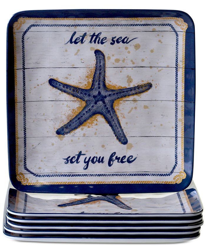Certified International Calm Seas Set of 6 Dinner Plates - Macy's