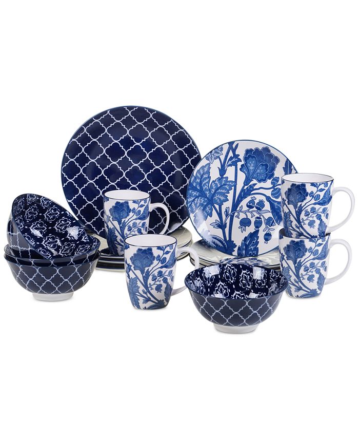 Certified International 16-Pc. Blue Indigo Dinnerware Set - Macy's