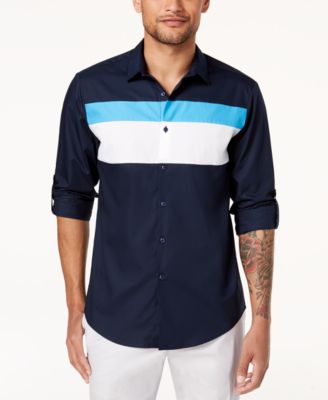 INC International Concepts I.N.C. Men's Colorblocked Hybrid Shirt ...