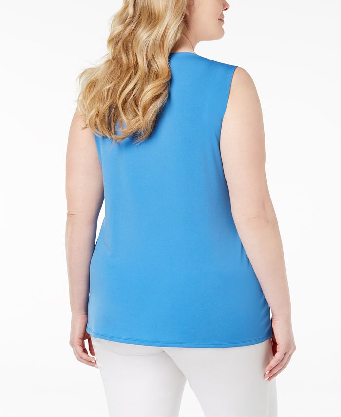 Belldini Plus Size Laser Cut Overlay Tank Top - Macy's