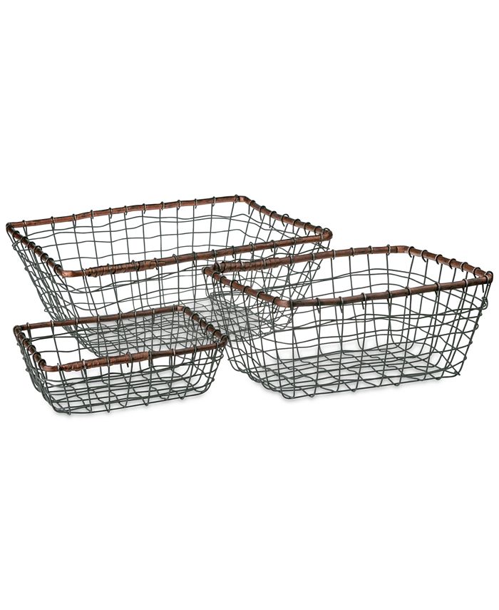 Tabletops Unlimited Set Of 3 Rectangular Wire Baskets - Macy's