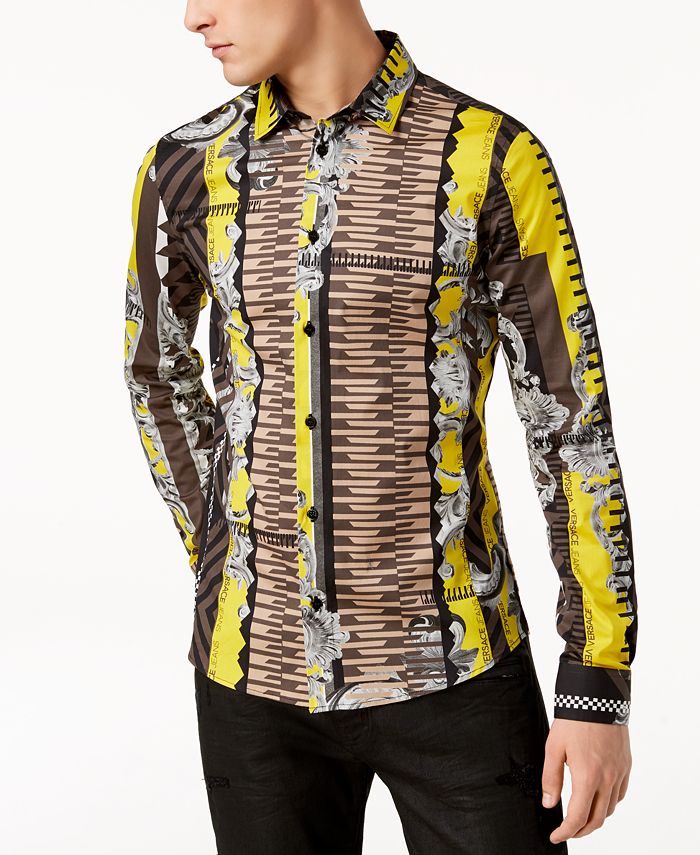 Versace Men's Striped Logo-Print Shirt - Macy's