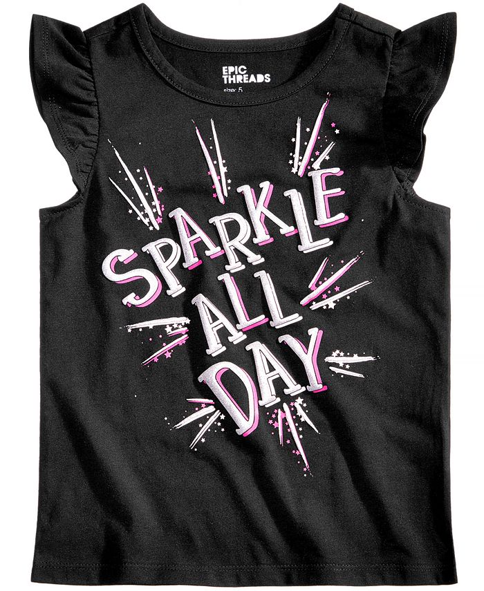 Epic Threads Little Girls Flutter-Sleeve Graphic-Print T-Shirt, Created ...