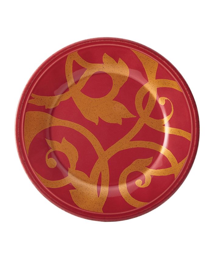 Rachael Ray Gold Scroll Cranberry Red Salad Plate - Macy's