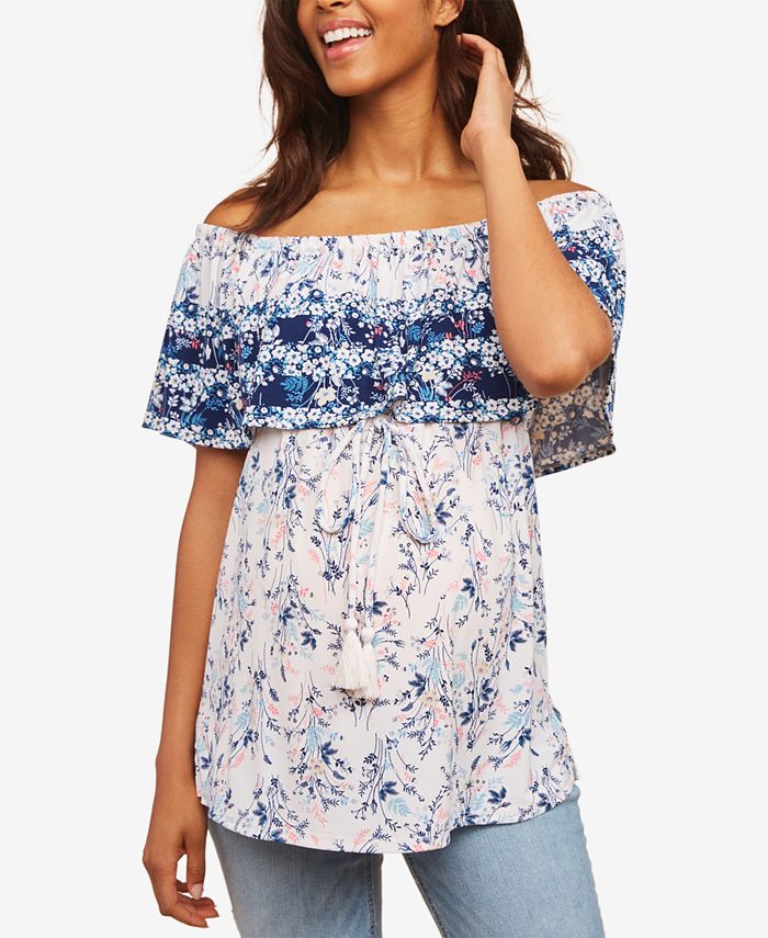 Motherhood Maternity Ruffled Off-The-Shoulder Blouse - Macy's