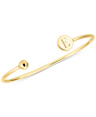 Sarah Chloe Initial Elle Cuff Bangle Bracelet in 14K Gold-Plated Sterling Silver - Macy's