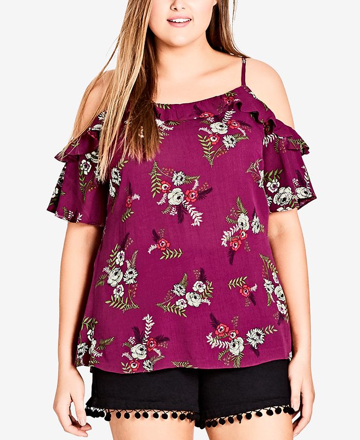 City Chic Trendy Plus Size Cold-Shoulder Top - Macy's