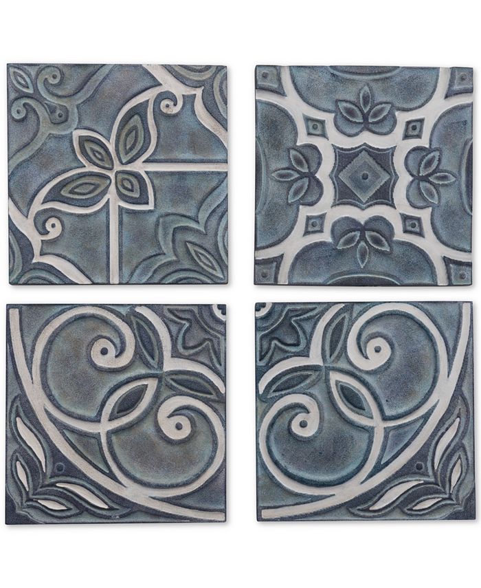 Zuo Tiles Wall Decor Blue, Set of 4 - Macy's