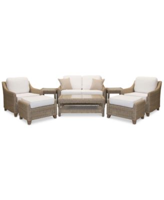 Willough Outdoor 8-Pc. Set (1 Loveseat, 2 Club Chairs, 1 Coffee Table ...