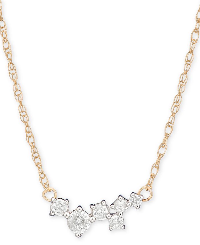 Elsie May Diamond Random Cluster Collar Necklace (1/8 ct. t.w.) in 14k ...