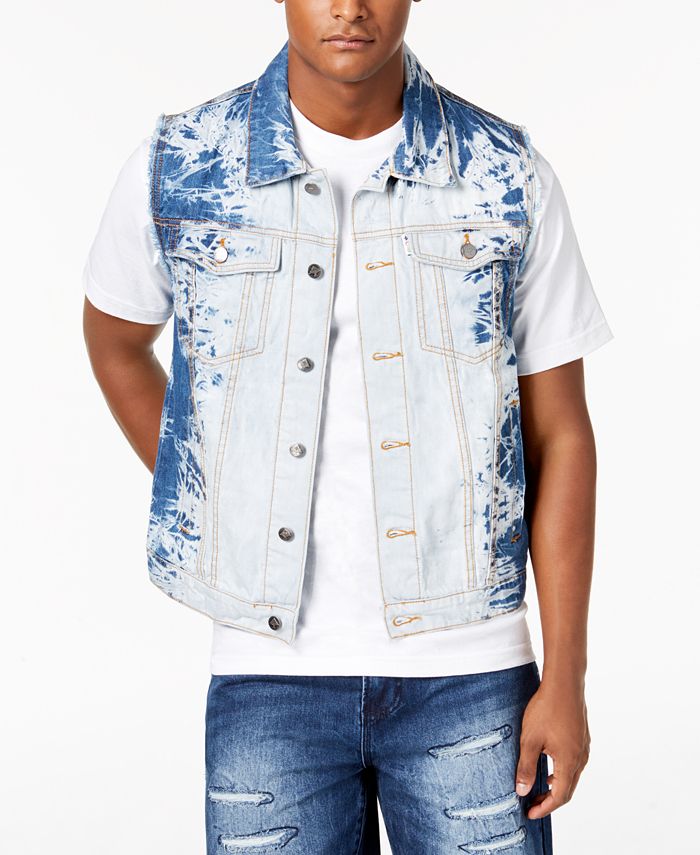 LRG Men's Kingston Classic-Fit Bleached Cutoff Denim Vest - Macy's