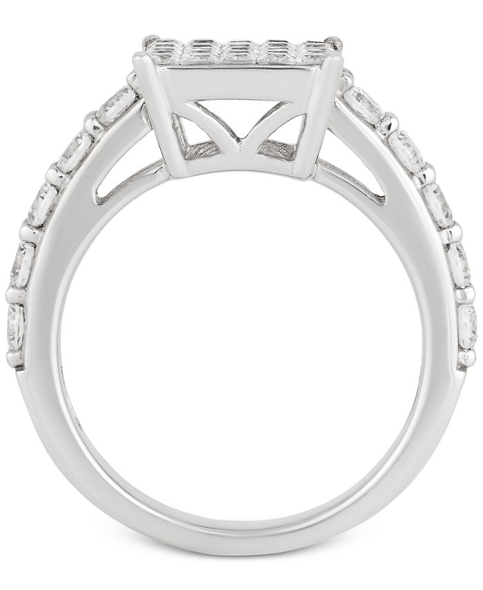 Macy's Diamond Princess Cluster Engagement Ring (1-1/2 ct. t.w.) in 14k ...