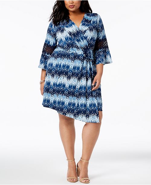 NY Collection Plus & Petite Plus Size Printed Wrap-Style Dress ...