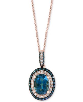 EFFY® London Blue Topaz (1-1/2 ct. t.w.) & Diamond (1/4 ct. t.w.) Oval ...