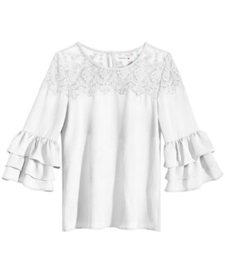 Beautees Big Girls Lace Peasant Top - Macy's