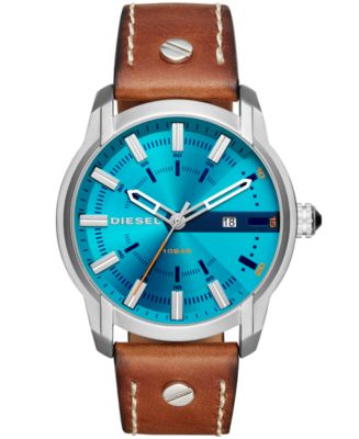 Diesel Men's Armbar Brown Leather Strap Watch 46x50mm - Macy's