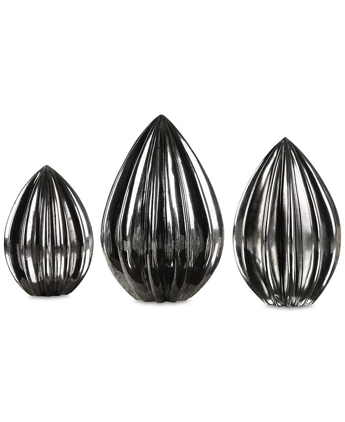 Uttermost Gerardo Ribbed Silver Finials, Set of 3 - Macy's