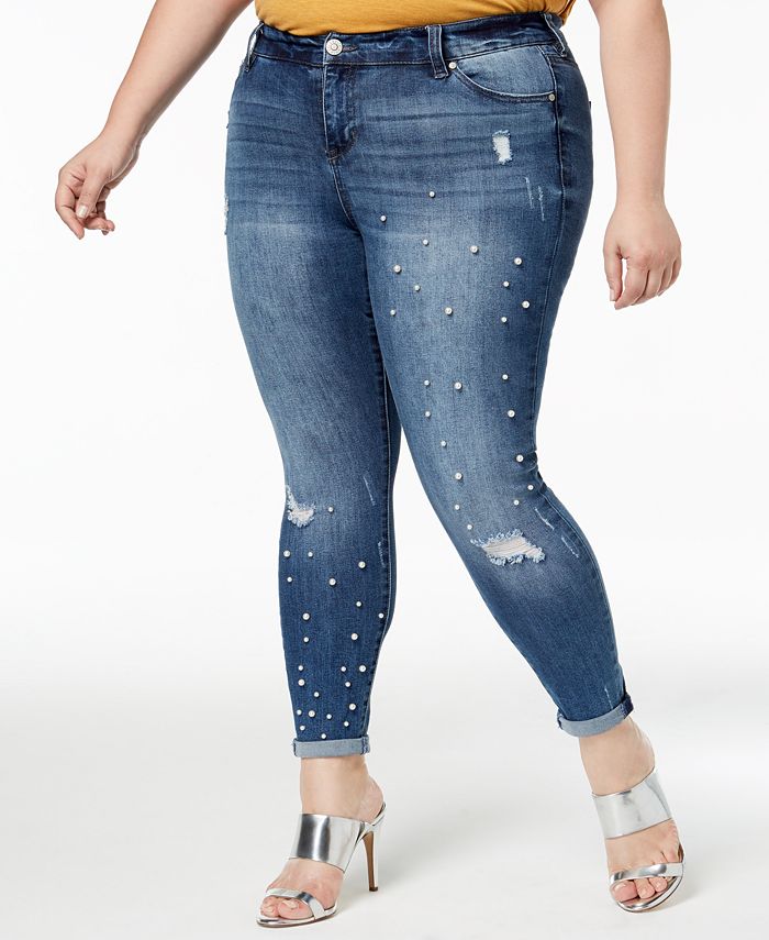 Celebrity Pink Plus Size Embellished Skinny Jeans - Macy's