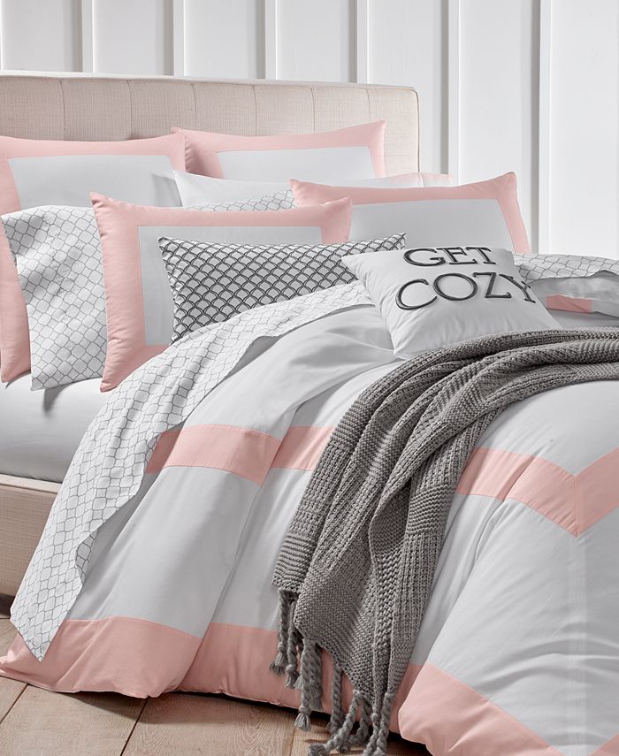 Charter Club Colorblock Black 3-Pc. King Duvet Cover Set, Created for ...