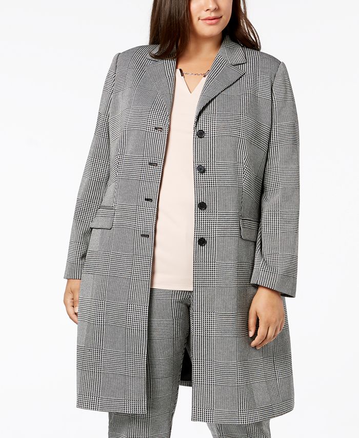 Calvin Klein Plus Size Plaid Topper Jacket - Macy's