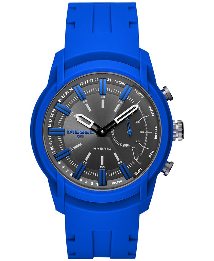 Diesel ON Men's Armbar Blue Silicone Strap Hybrid Smart Watch 44mm - Macy's