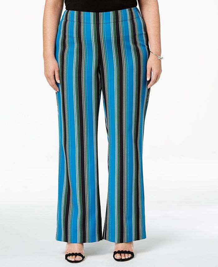 INC International Concepts I.N.C. Plus Size Striped Wide-Leg Pants ...